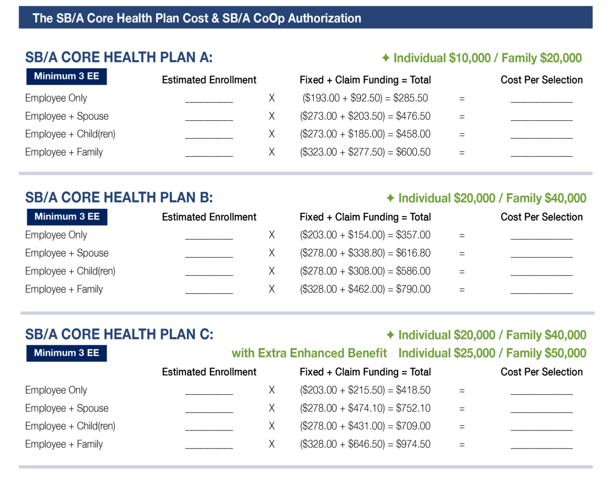 Group or Company Plan Rates | SBA Core Health