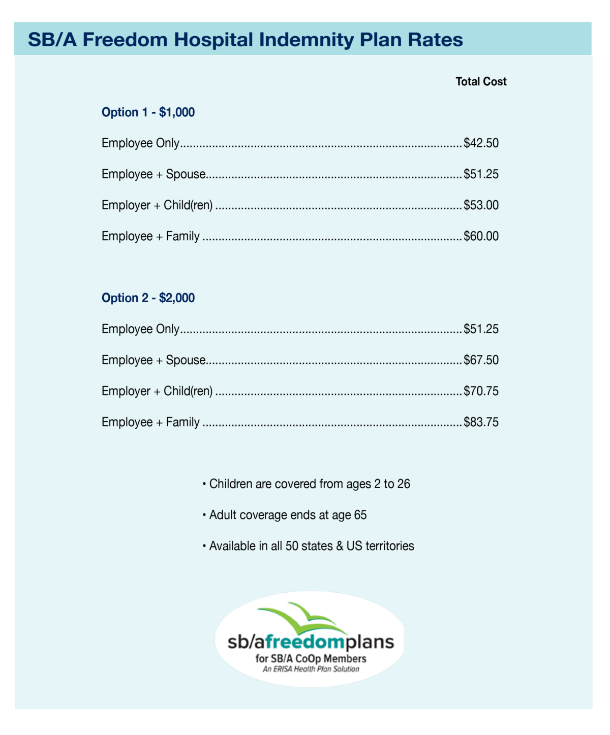 Freedom Hospital Indemnity Rates | SBA Core Health